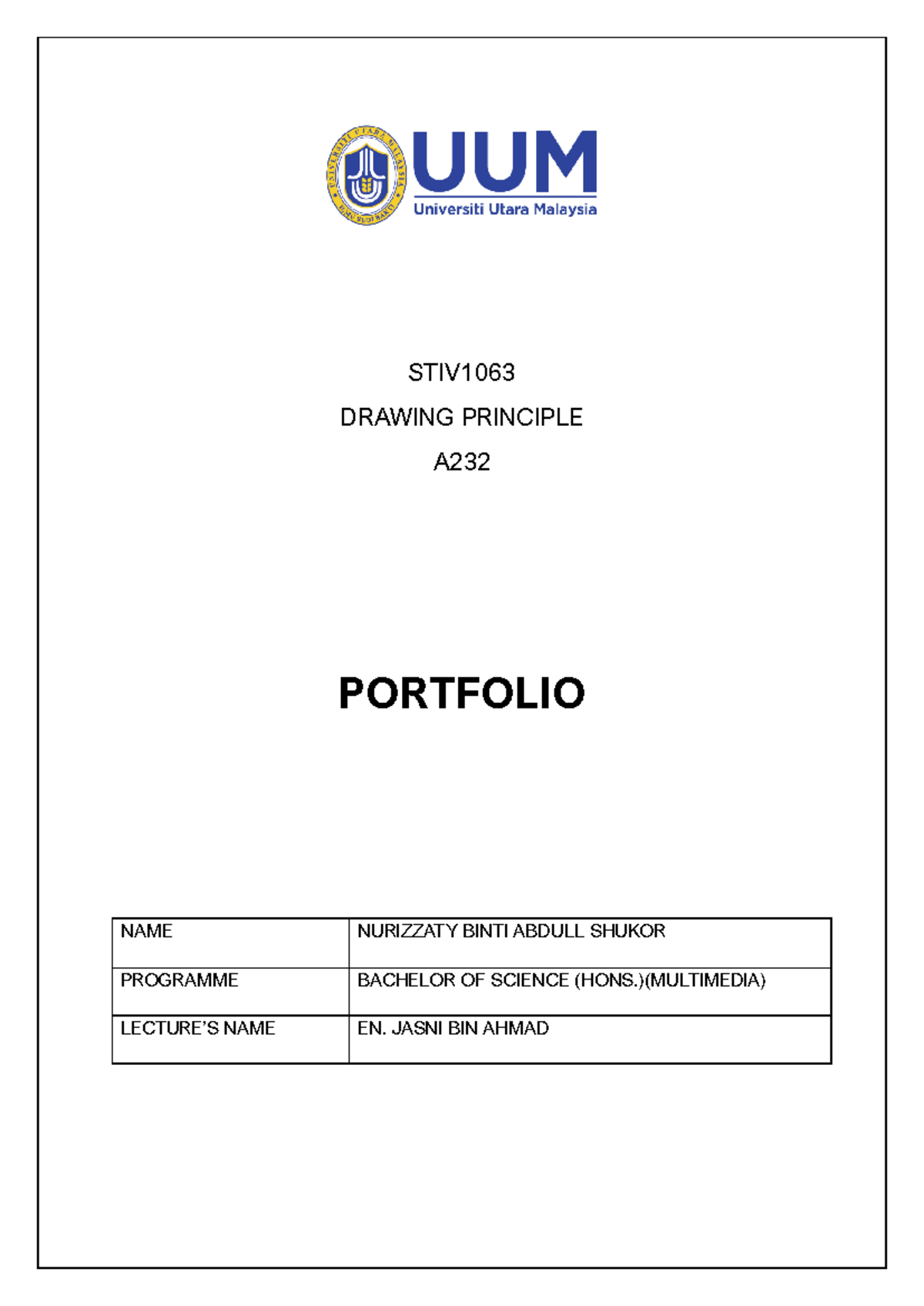 A232 STIV1063 Drawing Principles Group C s297460 Portfolio Assignment ...