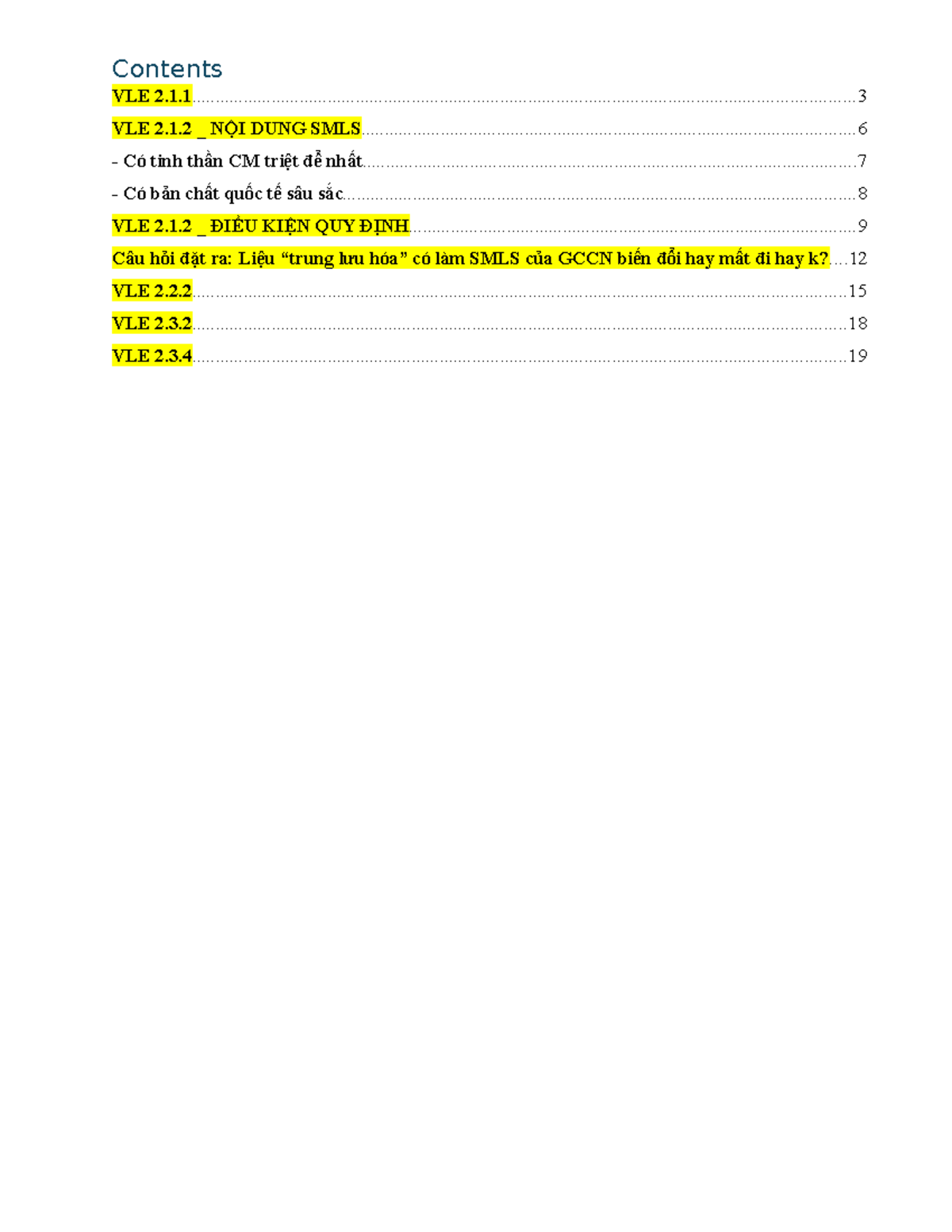 VLE 2.1.1 - Nội Dung SMLS và Vai Trò GCCN trong CM XHCN - Studocu