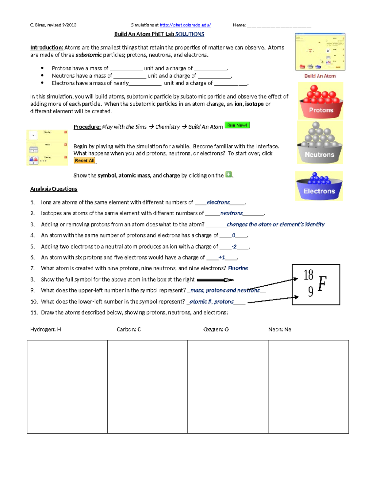 Build an Atom PhET Lab - Solutions Guide - Studocu