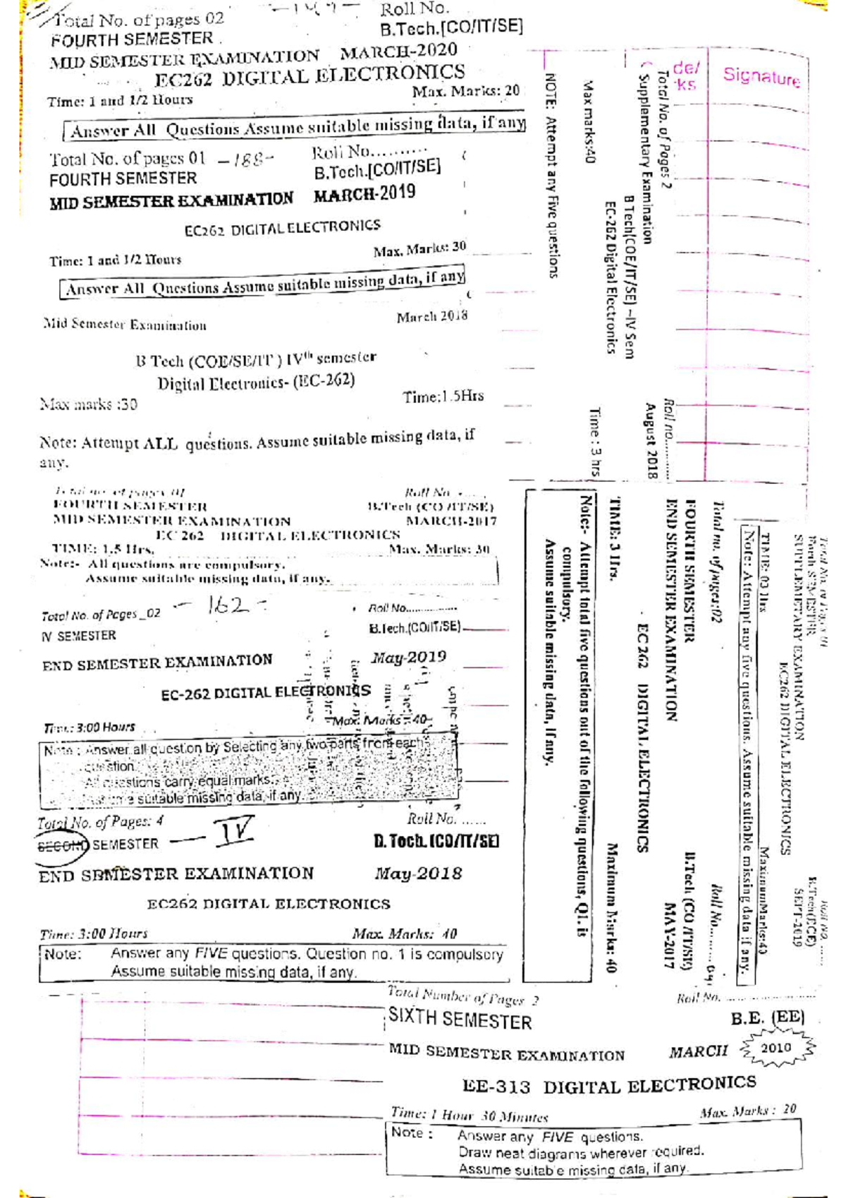 EC262 Digital Electronics Mid Semester Exam Notes - Studocu