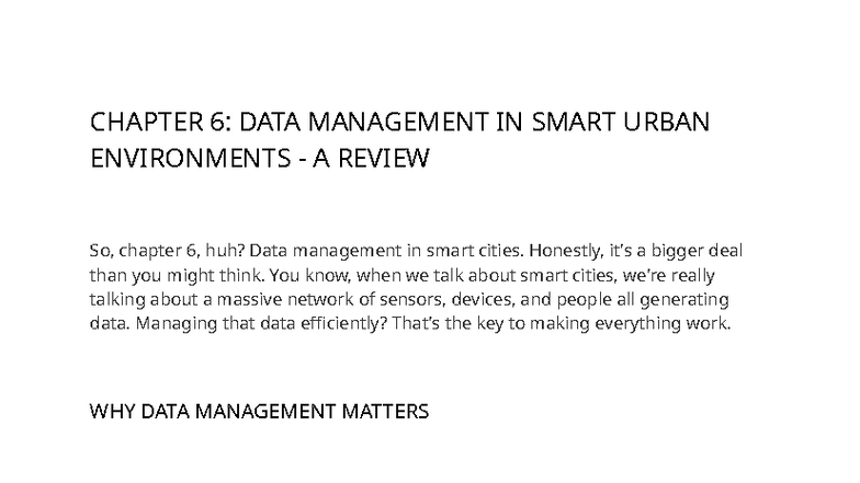 CHAPTER 6: DATA MANAGEMENT IN SMART URBAN ENVIRONMENTS REVIEW - Studocu