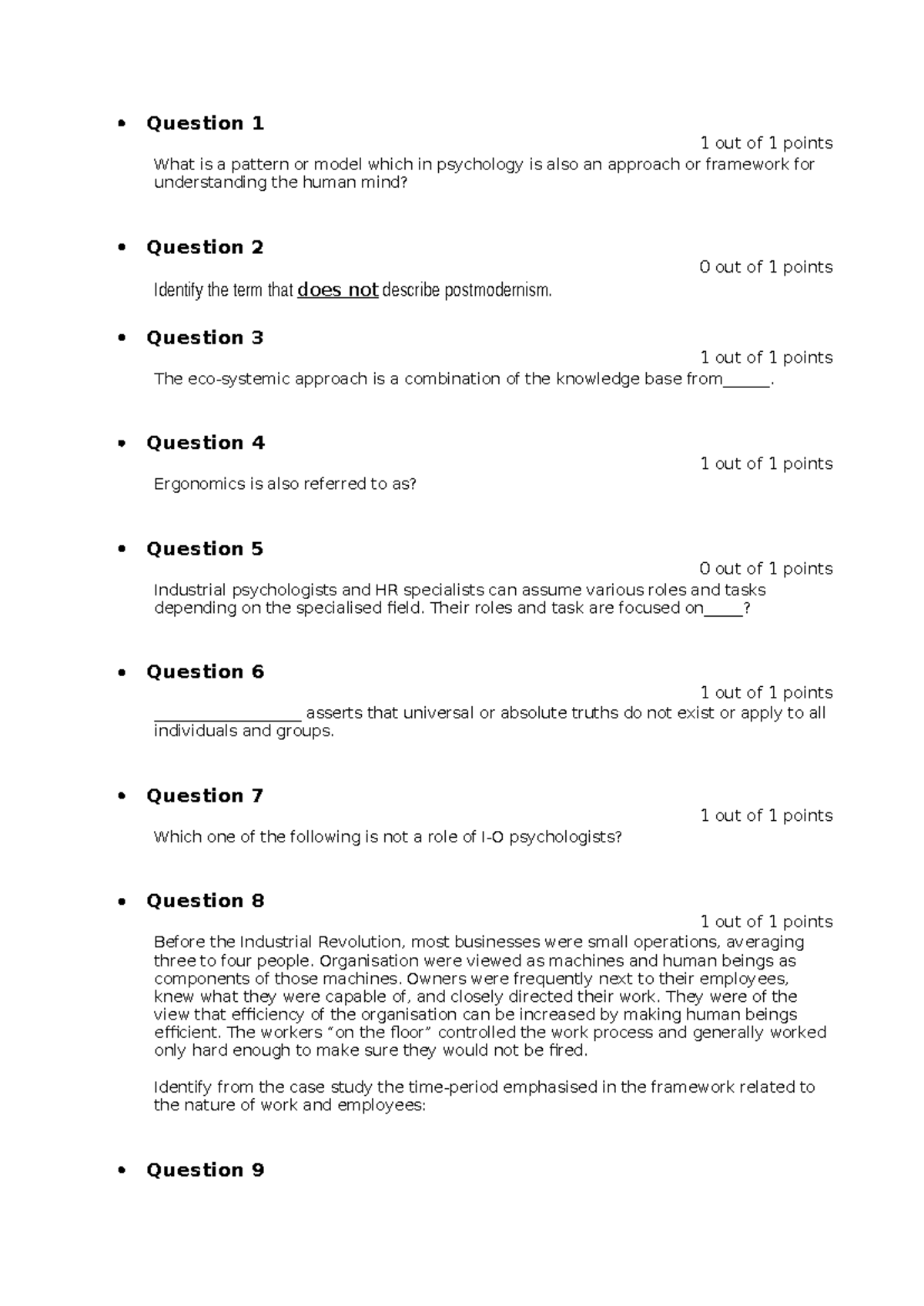 Quiz - PSY101: Understanding Psychology Frameworks and Concepts - Studocu