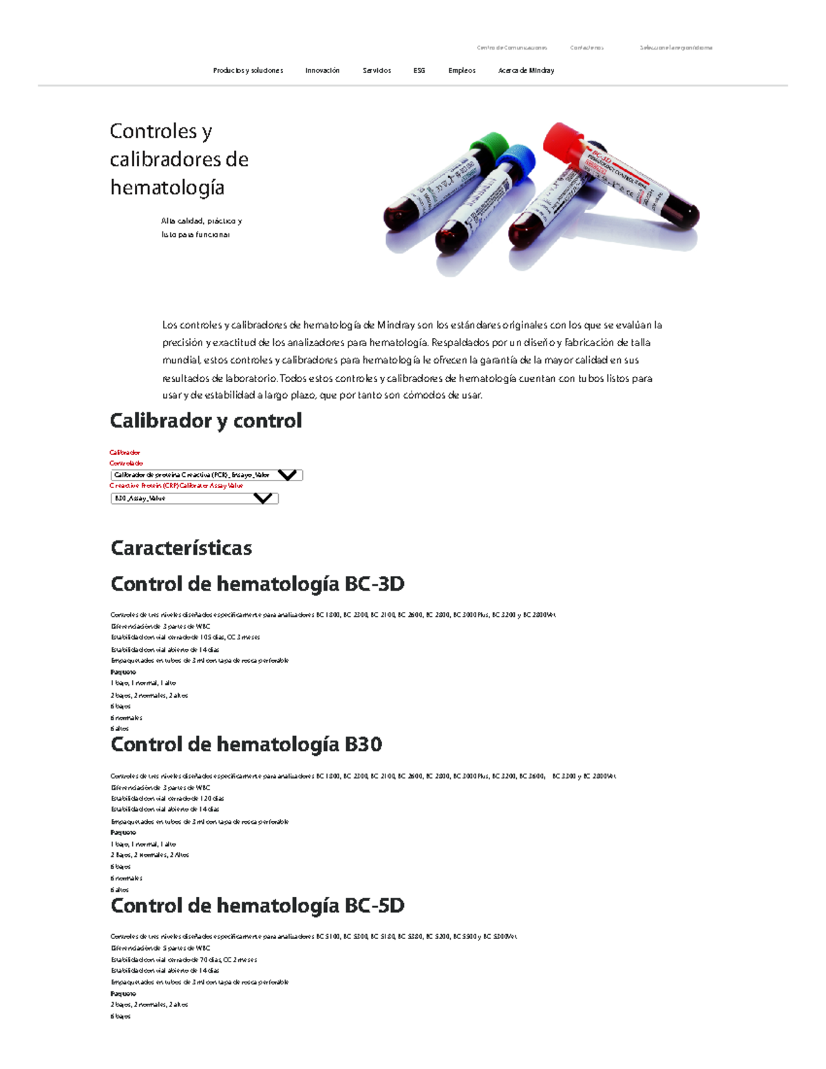 Controles y Calibradores de Hematología Mindray: Guía Completa - Studocu