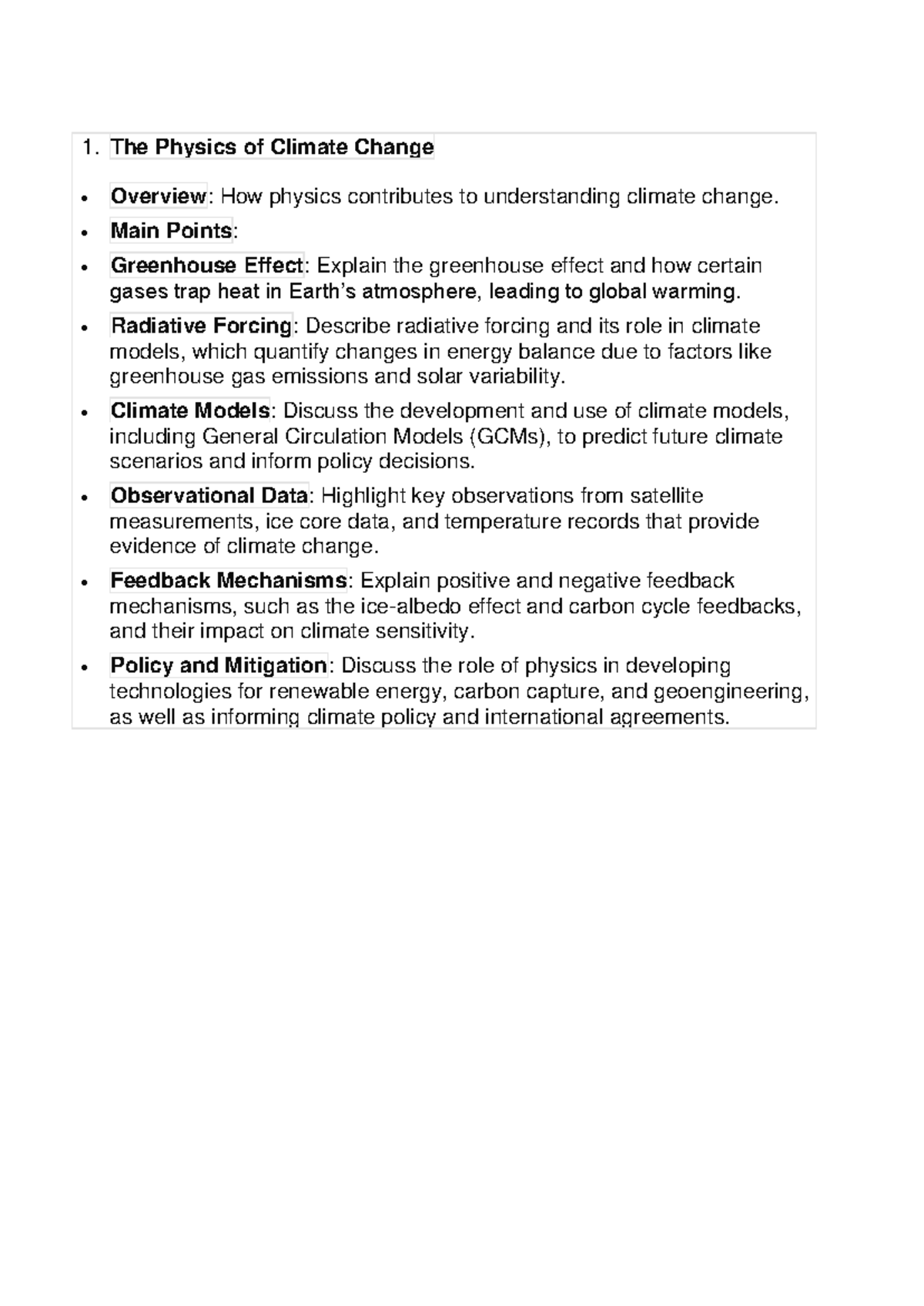The Physics of Climate Change - Main Points: Greenhouse Effect: Explain ...