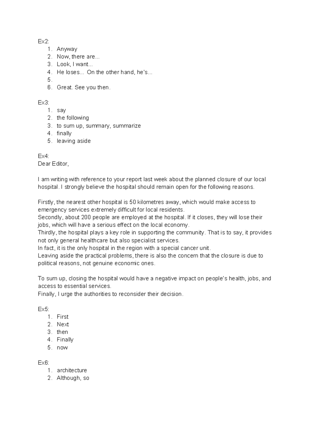 Hw L3: Essay on the Importance of Local Hospital Services - Studocu