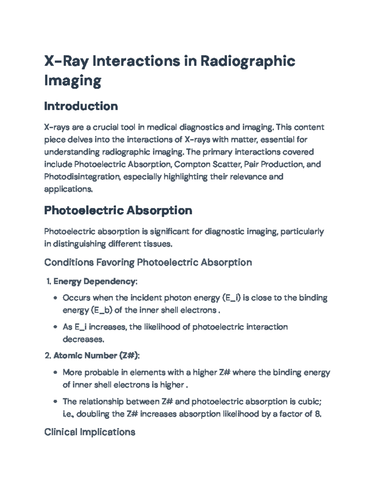 Understanding X-Ray Interactions in Radiographic Imaging (RAD101) - X ...