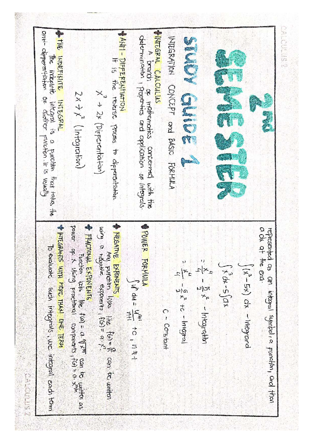 CALCULUS 2 STUDY GUIDE: INTEGRATION CONCEPTS AND FORMULAS - Studocu