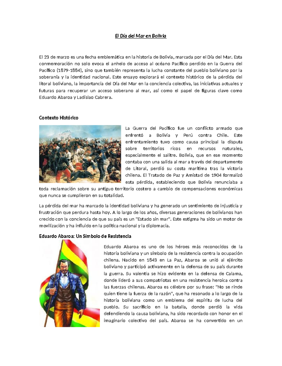 El Día del Mar en Bolivia: Historia y Significado del 23 de Marzo - Studocu