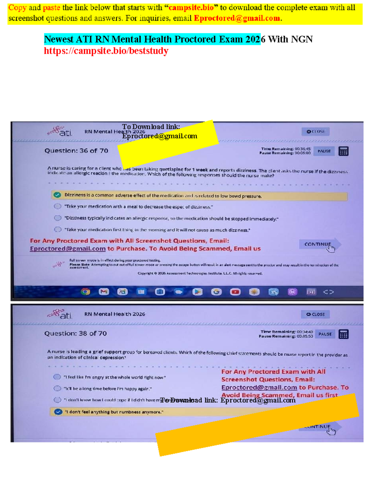 Pass ATI RN Mental Health Proctored Exam Retake Study Guide 2026 with ...