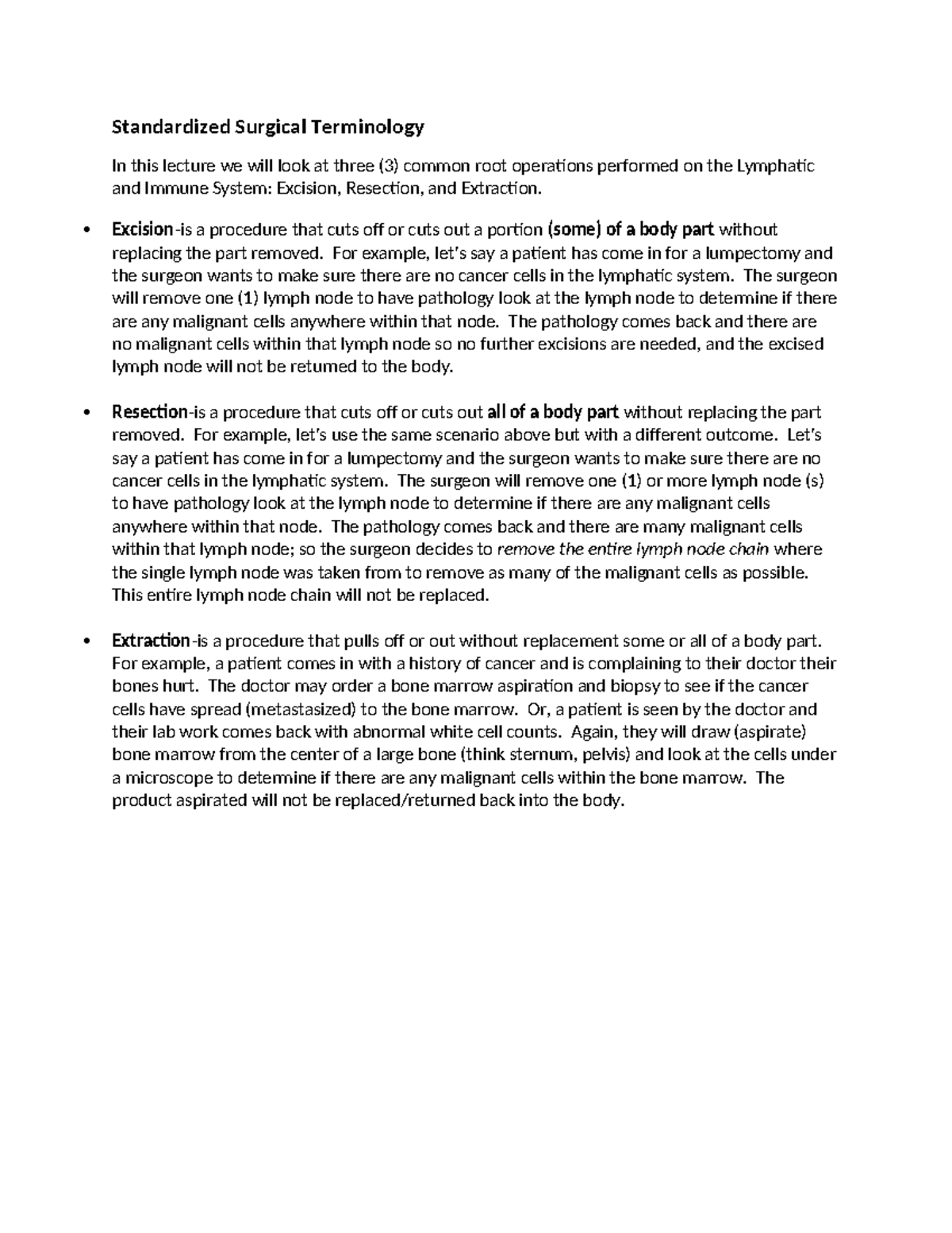 Lymphatic & Immune Systems: Standardized Surgical Terminology Lecture - Studocu