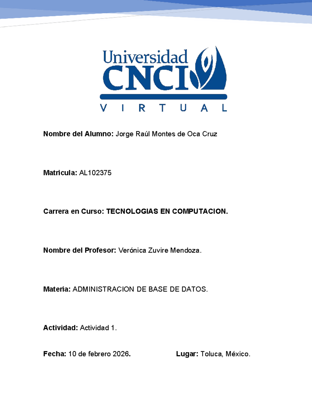 Actividad 1: Fundamentos de Bases de Datos - AL102375 - Studocu