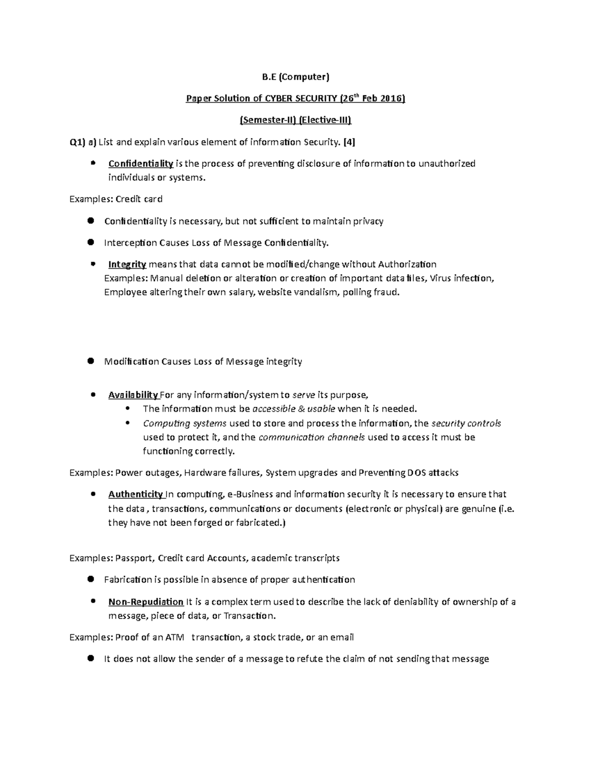 CS302: Cyber Security - Paper Solution with Question Answers - Studocu