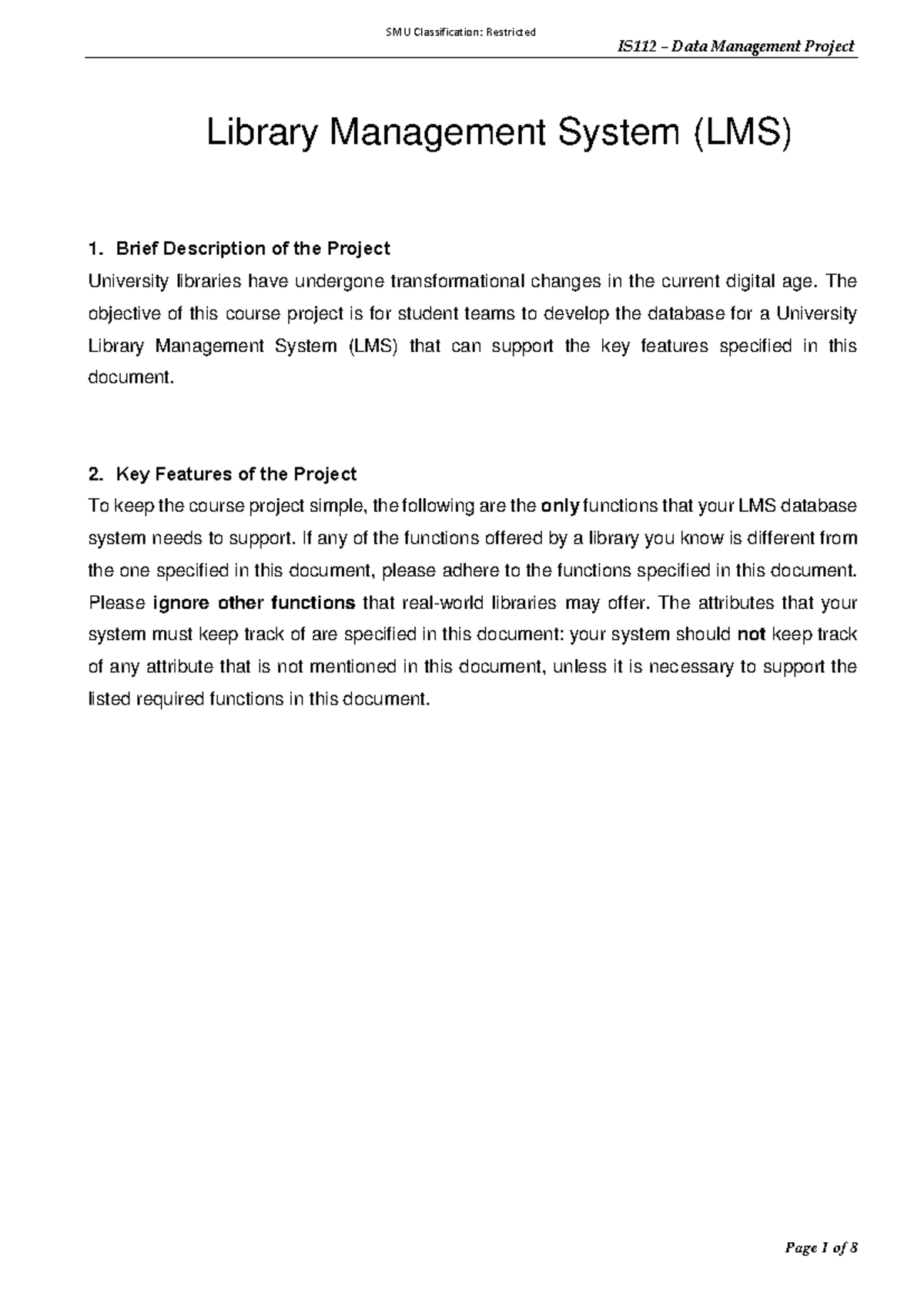 IS112 2021 Data Management Project: Library Management System Overview ...