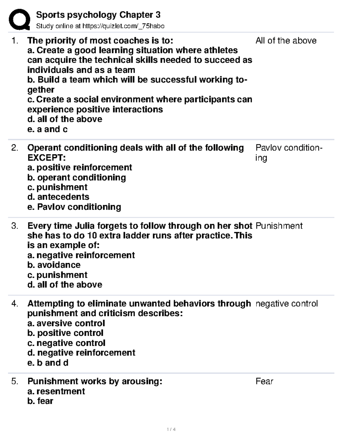 Psych 3 - Study Notes on Operant Conditioning and Coaching - Studocu