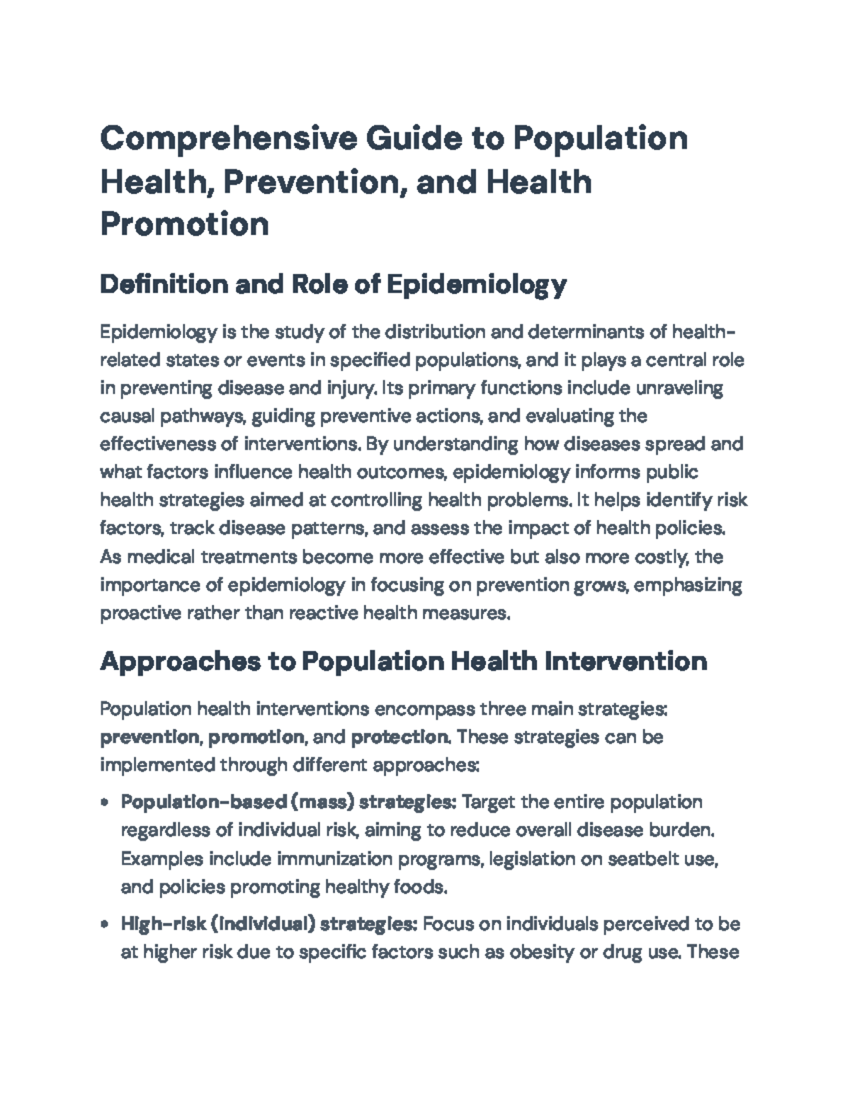 Comprehensive Guide to Population Health (PH 101): Epidemiology ...