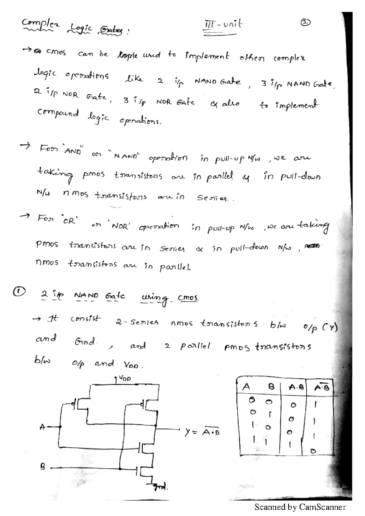 VLSI Unit 3: Complex Logic Gates and CMOS Implementations - Studocu