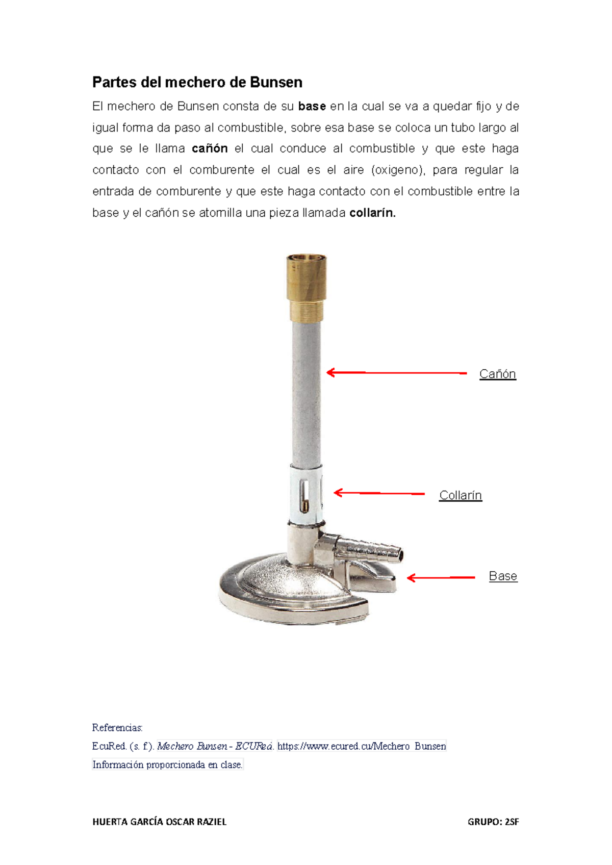 Diagrama Del Mechero Bunsen