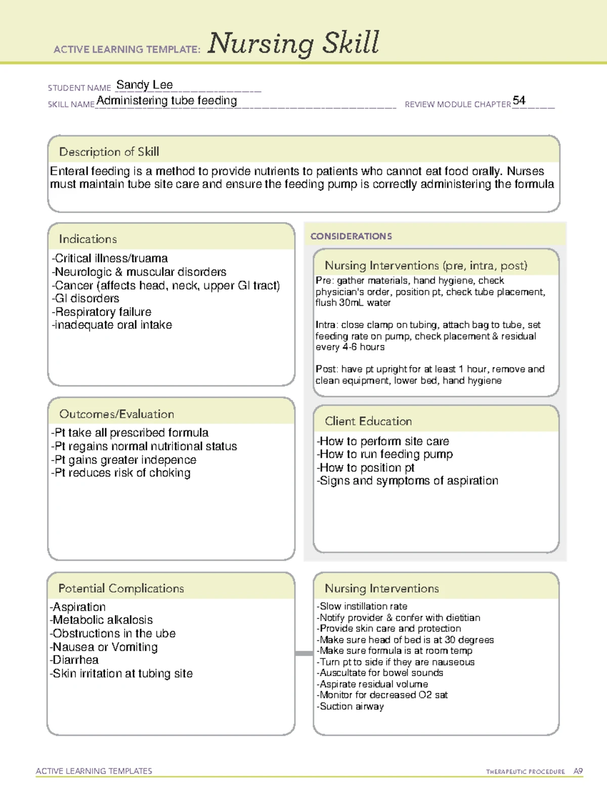 Tube feeding - ATI template - ACTIVE LEARNING TEMPLATES THERAPEUTIC ...