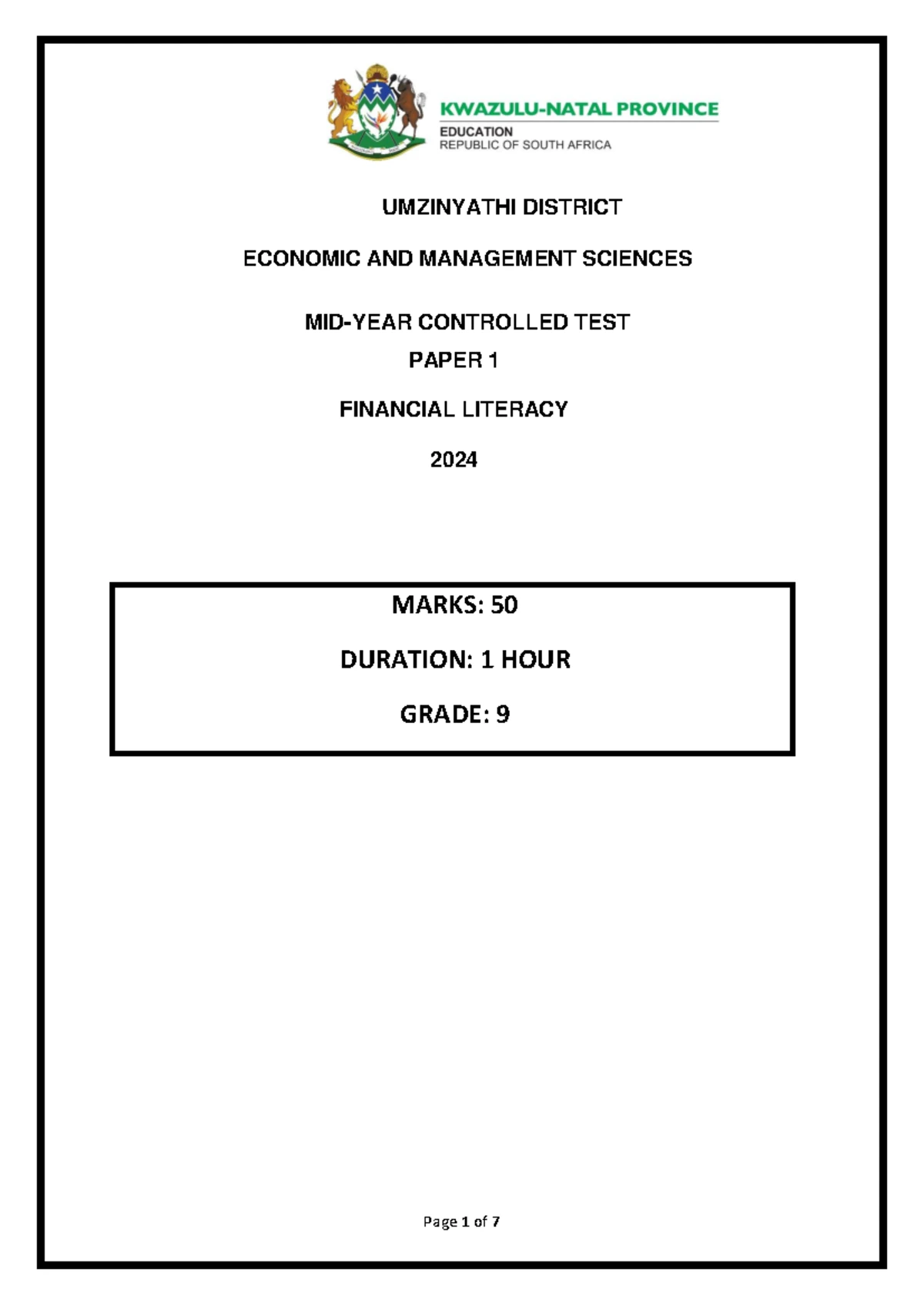 EMS Grade 8 Project 2023 TERM 3 QP and Memo - (NAME OF SCHOOL) ECONOMIC AND MANAGEMENT SCIENCES ...