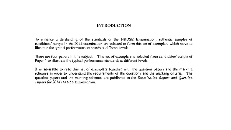 2014 DSE ENG LANG 1 Exam Paper Sample Exemplars Analysis - Studocu
