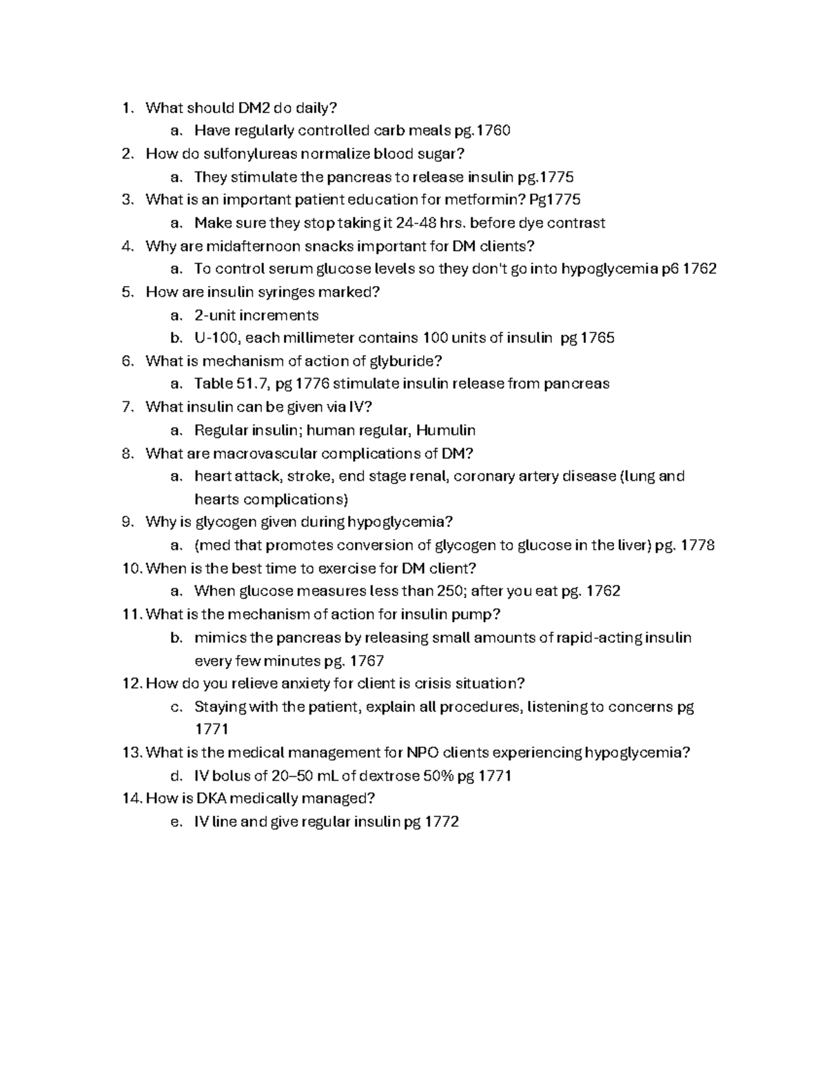 DM2 In-Class Review Questions: Key Concepts & Nursing Interventions ...