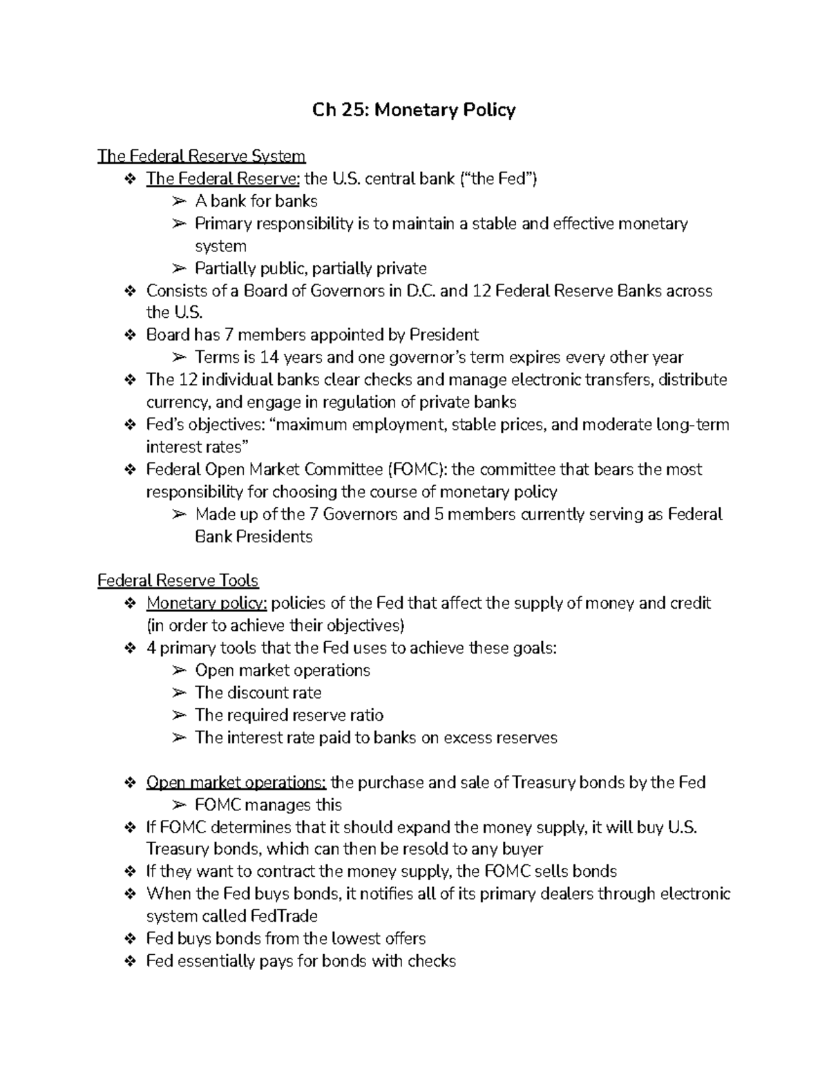 Chapter 25- Monetary Policy - Ch 25: Monetary Policy The Federal ...