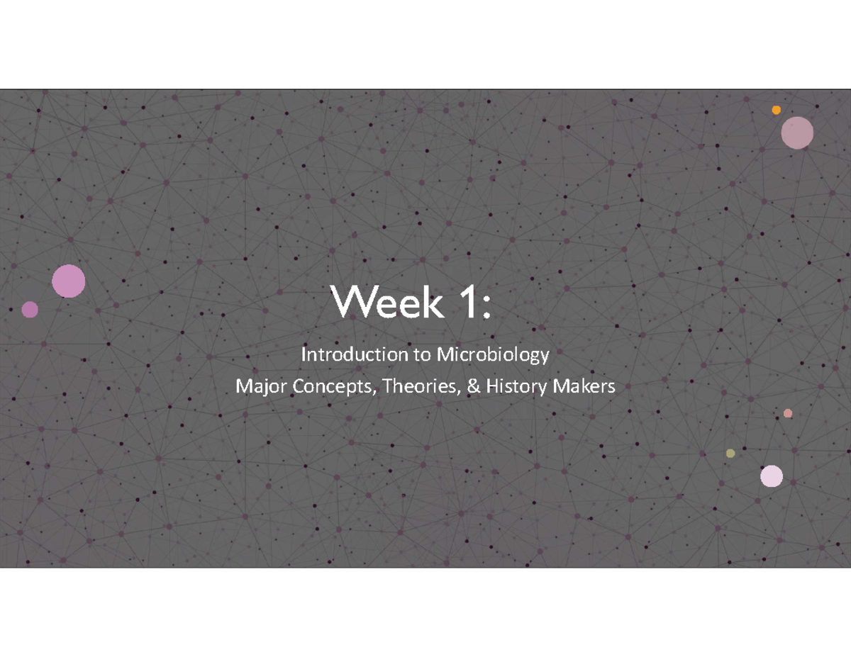 Week 1 Lecture Notes: Intro to Microbiology Concepts & Theories - Studocu