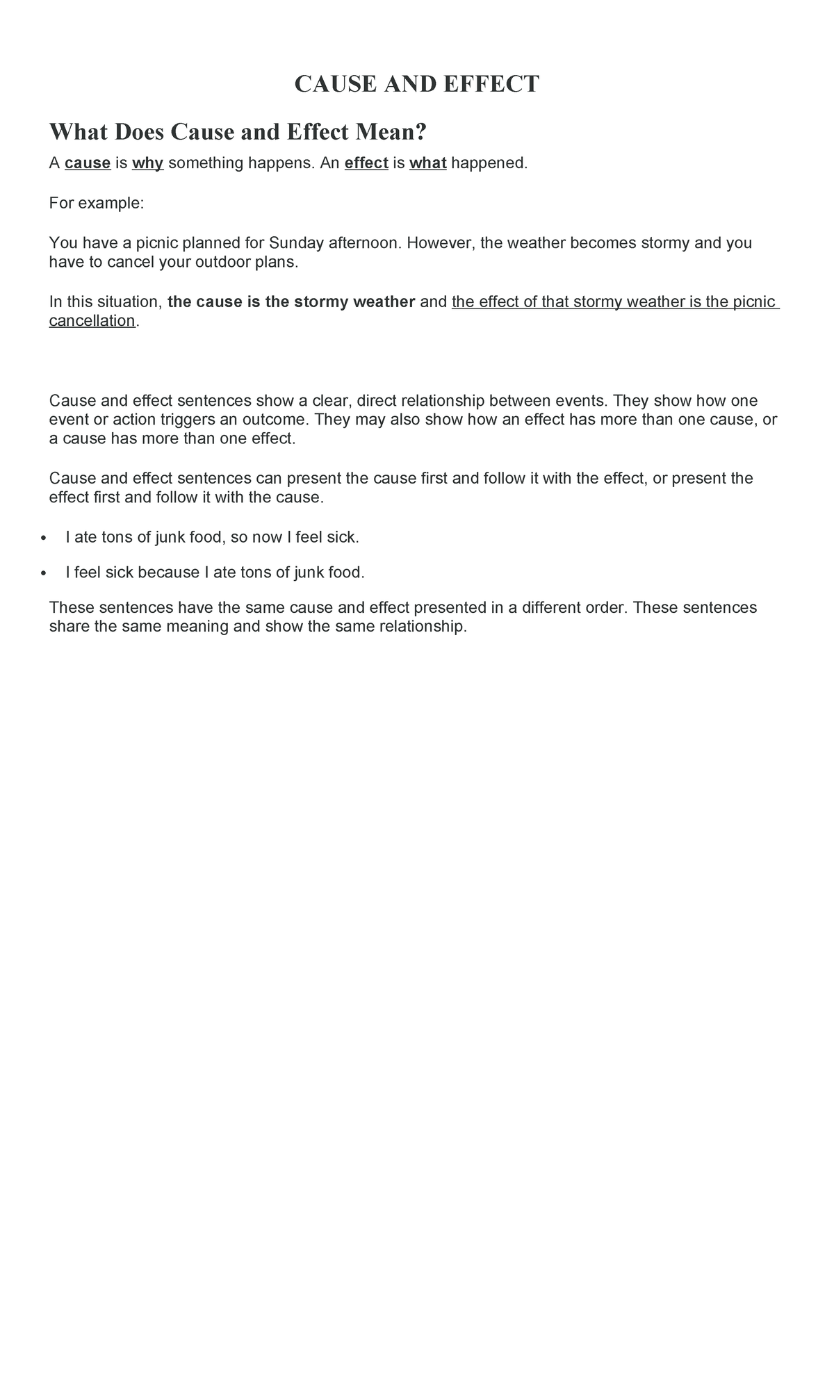 Understanding Cause and Effect: Key Concepts and Examples - Studocu