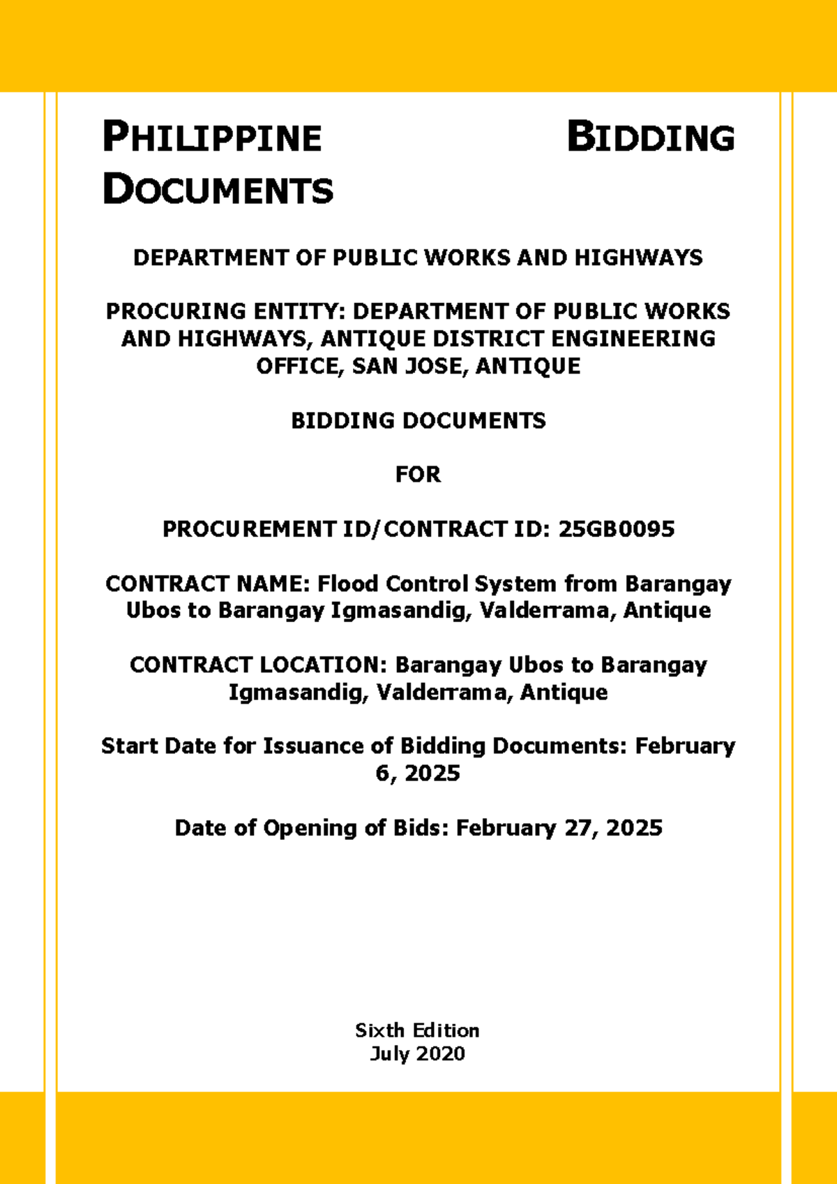 Bidding Documents for Flood Control System Project 25GB0095 - Studocu