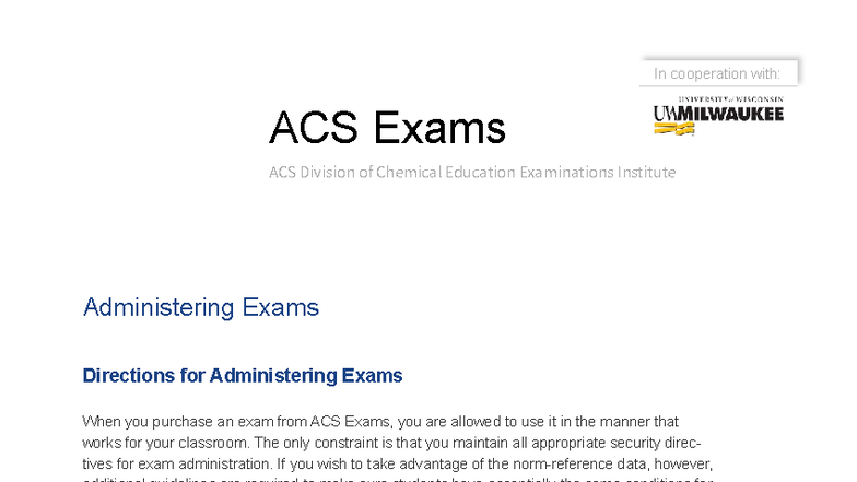 Administering Exams: Guidelines for ACS Exams - Studocu