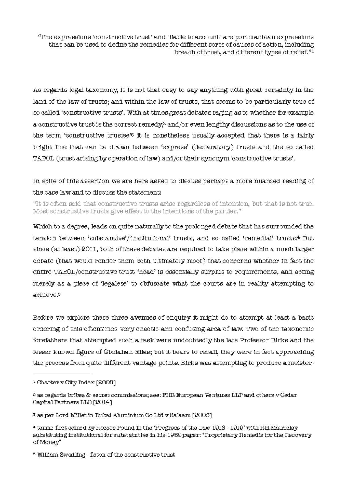 Equity & Trusts - Constructive Trusts Essay Analysis - Studocu