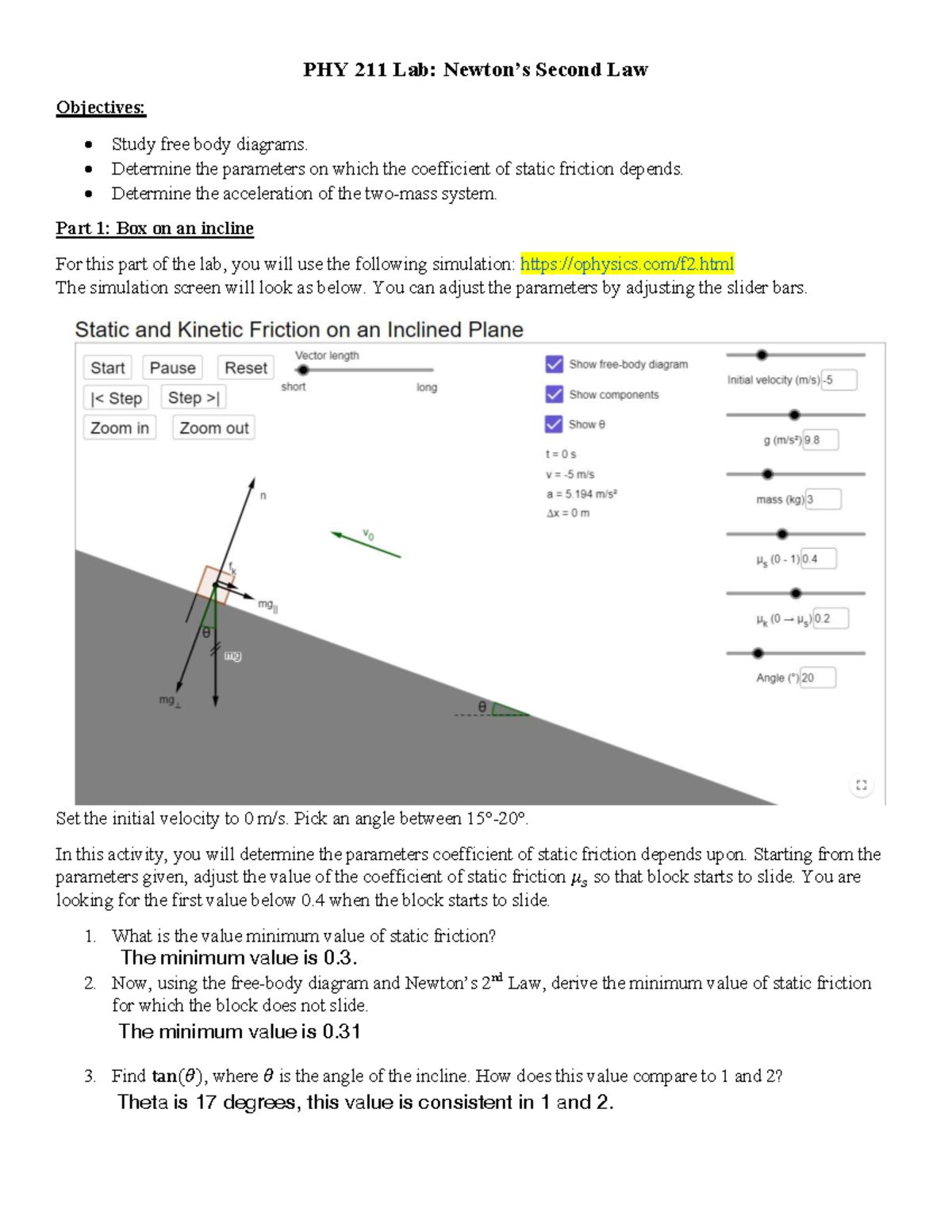 Lab4 N2nd Law Completed - PHY 211 Lab: Newton’s Second Law Objectives ...