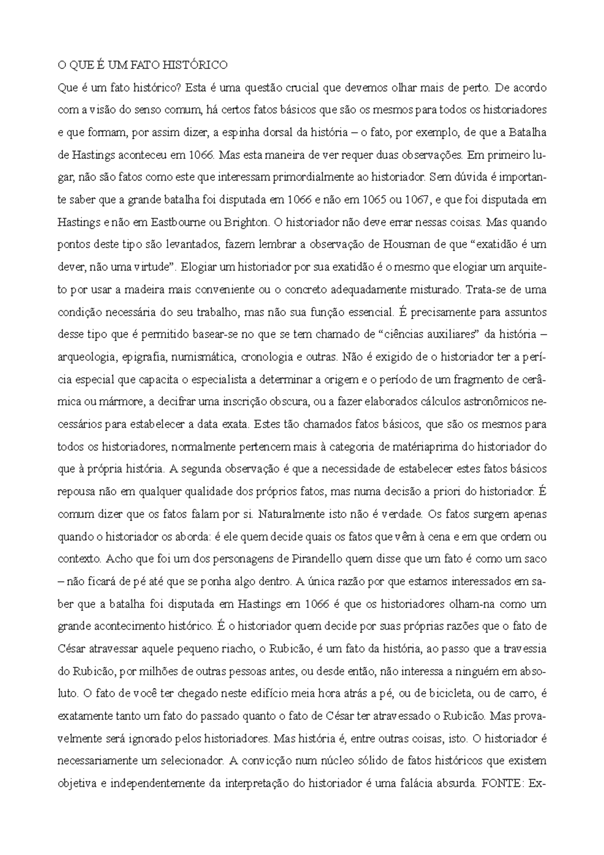 Fatos Históricos: Uma Análise Crítica e Reflexão Essencial - Studocu