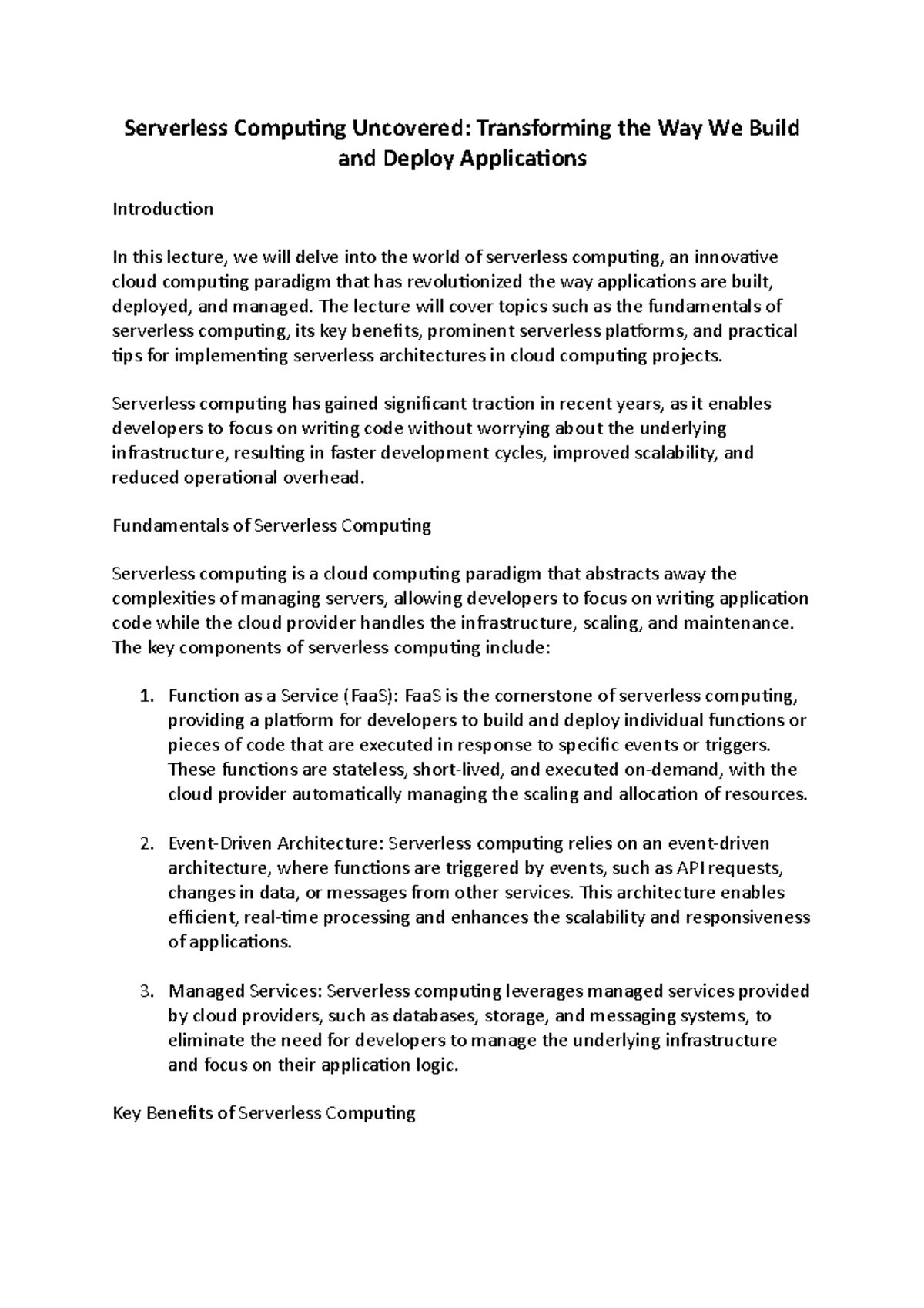 Serverless Computing Uncovered Transforming The Way We Build And