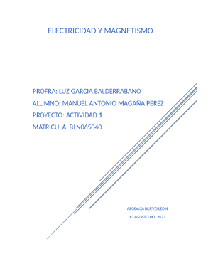 Act 1: Electricidad y magnetismo AL107298 - Studocu