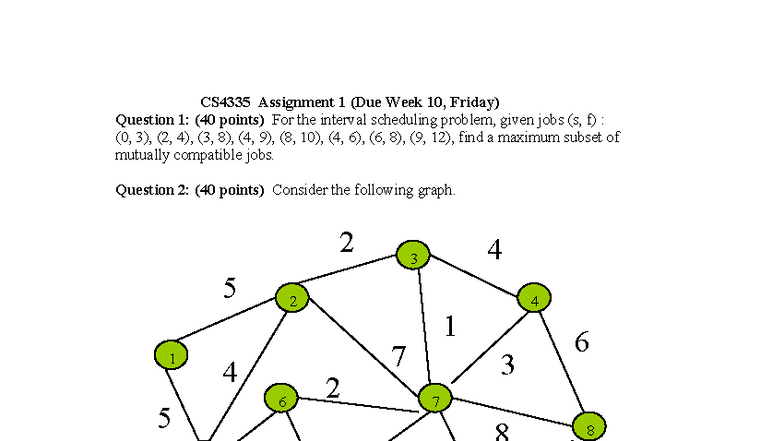 CS4335 Assignment 1: Interval Scheduling & Graph Algorithms - Studocu