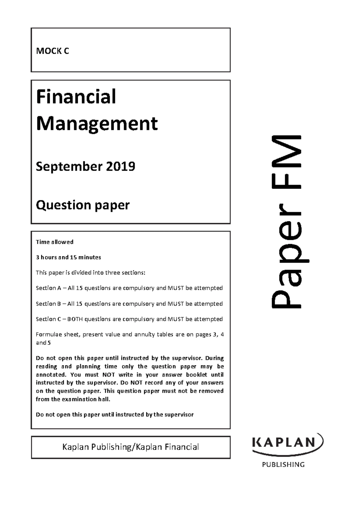 ACCA FM Exam Formula Sheet: Key Financial Management Concepts - Studocu