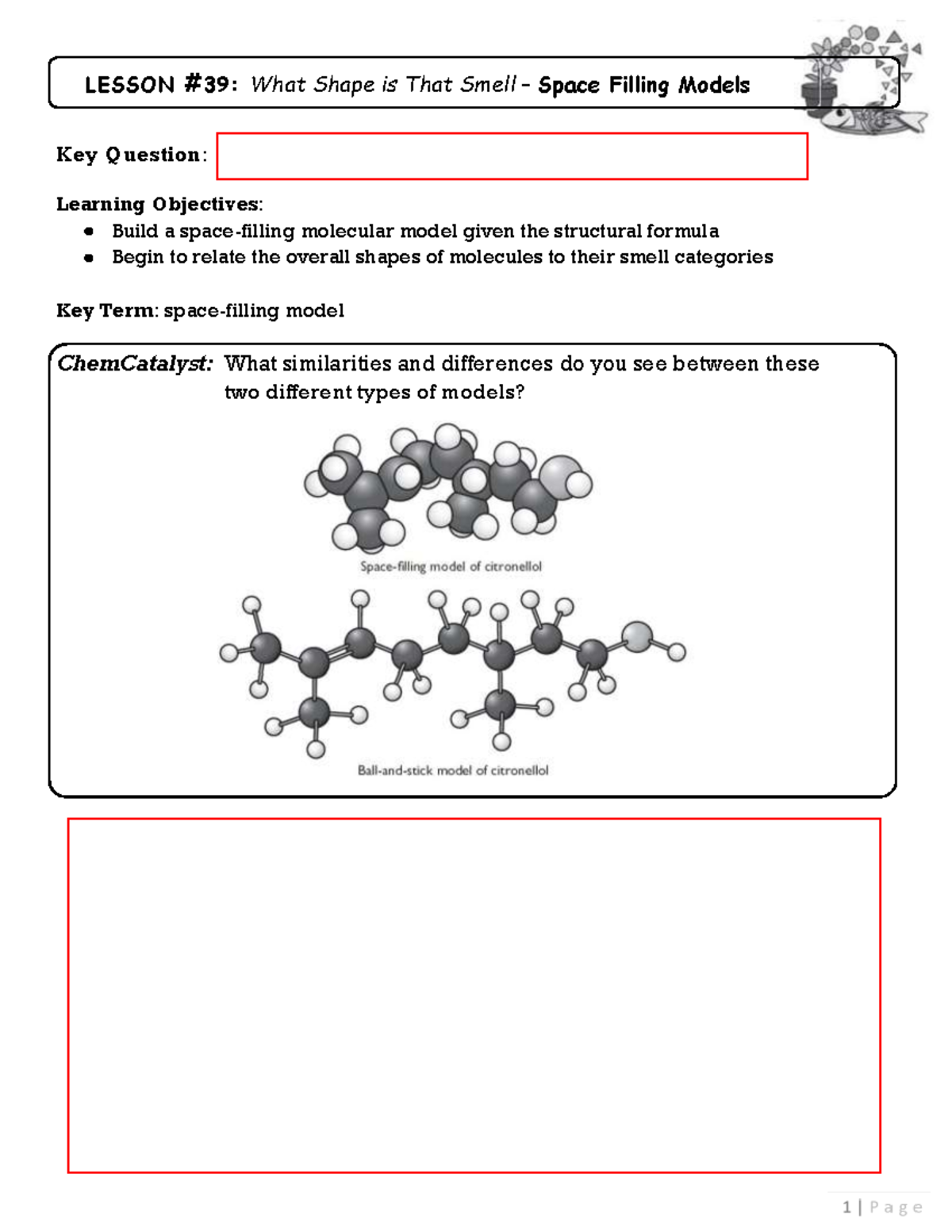 Chem 512 - Unit 2; Lesson 39 - What Shape is That Smell, Space Filling ...