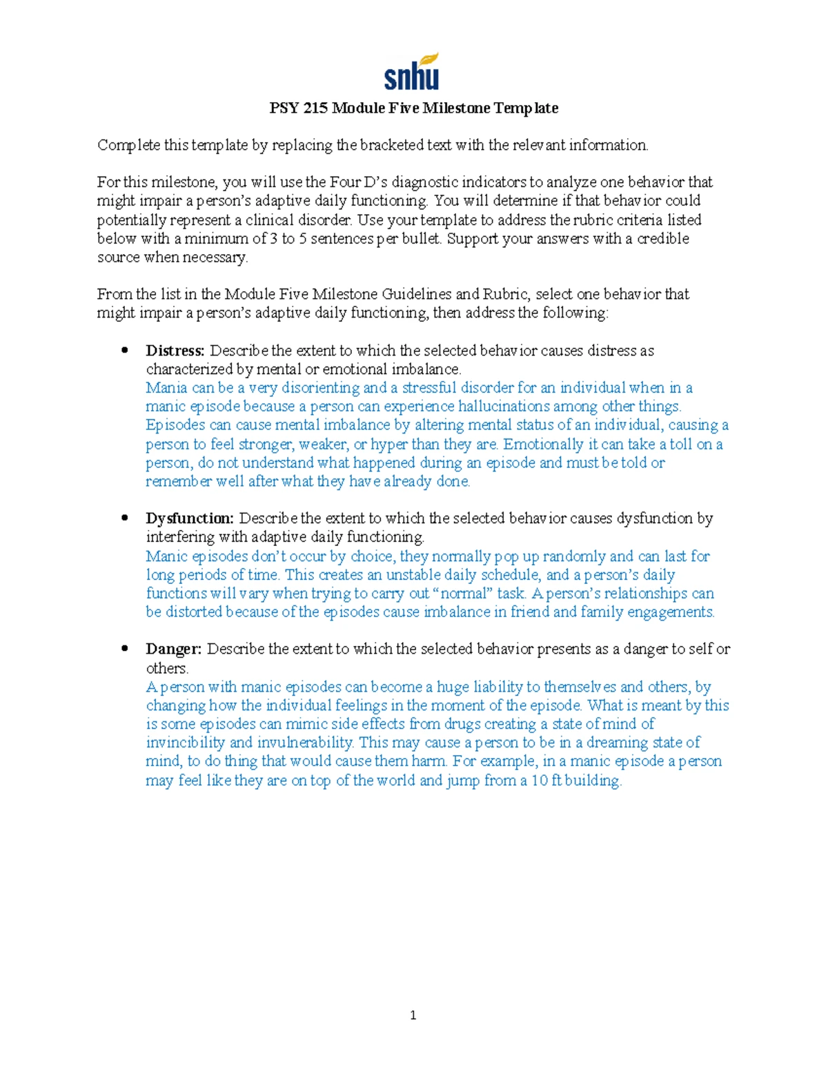 PSY 215 Module Five Milestone: Analyzing Depression's Impact on ...