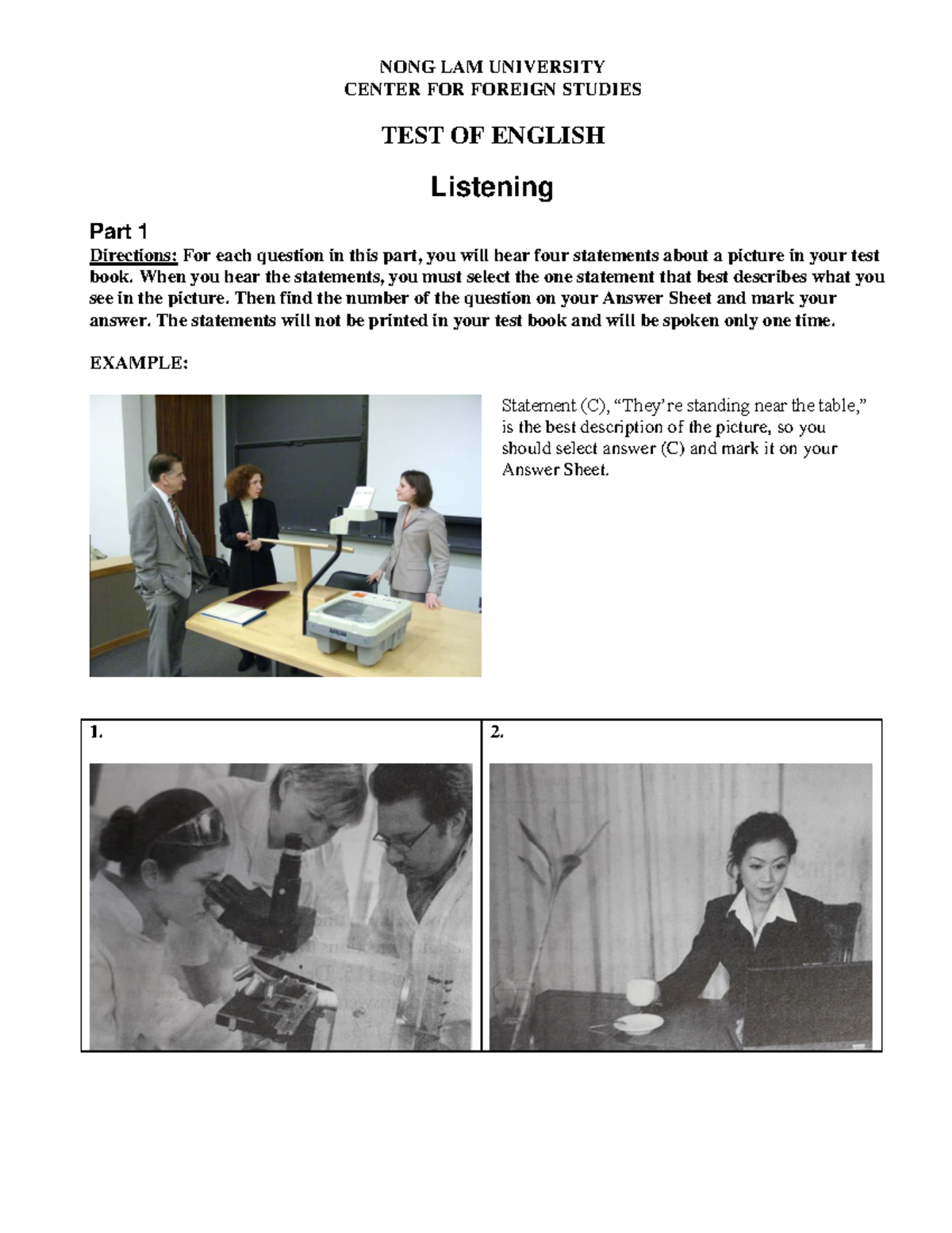 Practice TEST 4 - English Listening & Reading (ENGL101) - Studocu