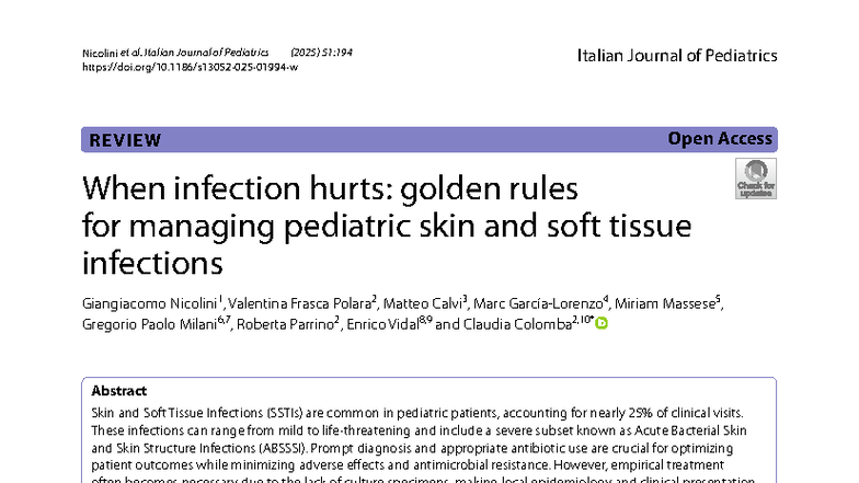 Pediatric Management of Skin and Soft Tissue Infections: Guidelines and ...