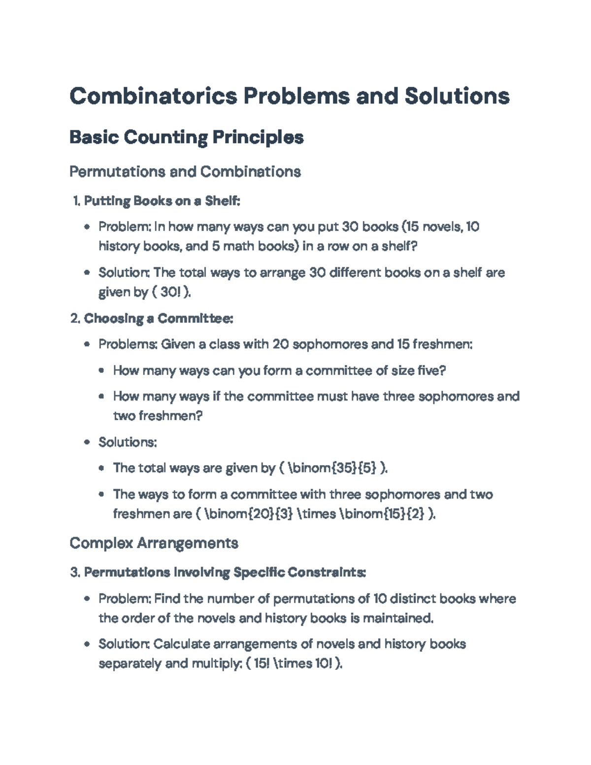 Combinatorics Problems and Solutions - Discrete Mathematics Concepts - Combinatorics Problems ...