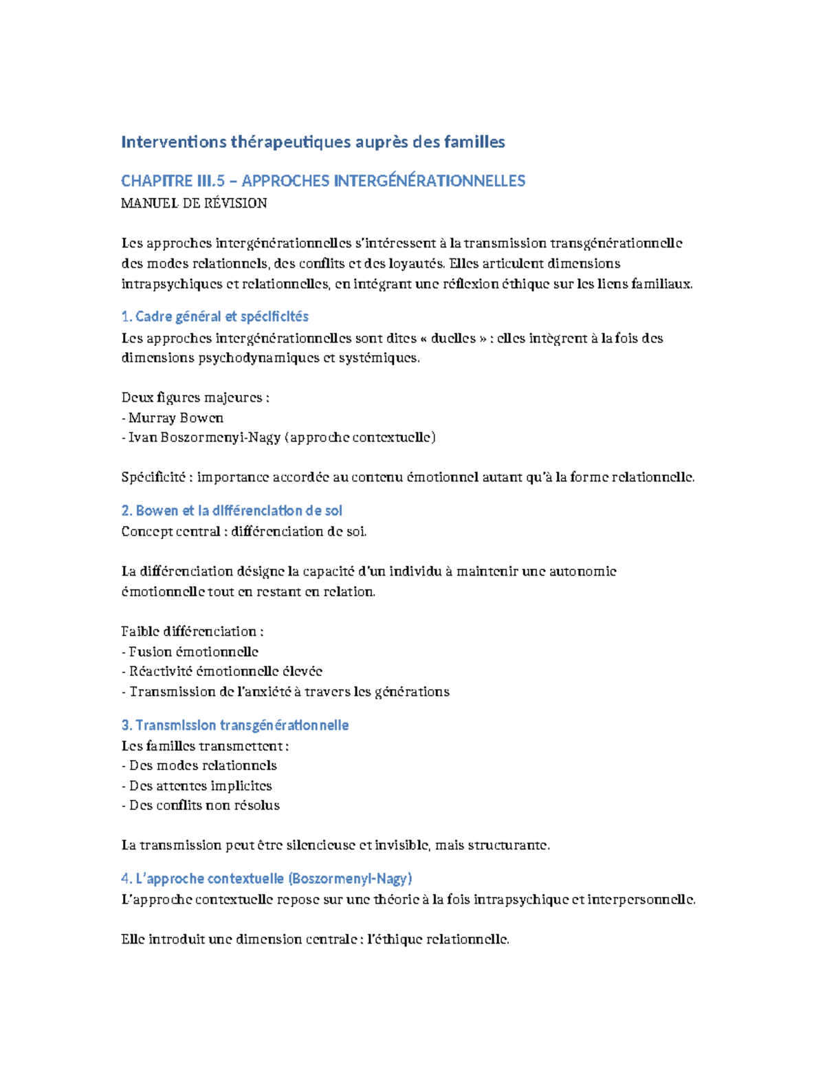 CHAPITRE III - Approches Intergénérationnelles: Manuel de Révision ...