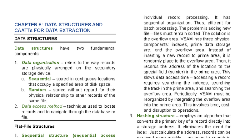 CHAPTER 8: DATA STRUCTURES & CAATs FOR DATA EXTRACTION - Studocu