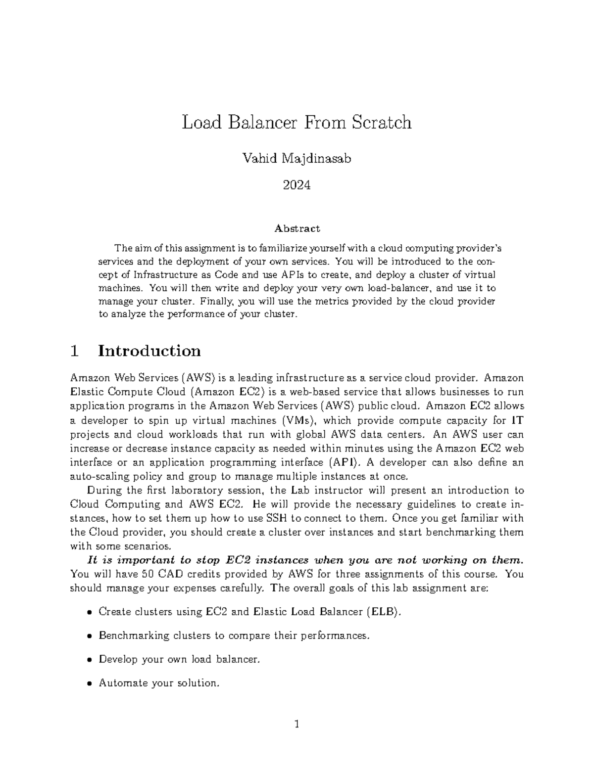 LOG8415 E 1st Assignment: Building a Load Balancer on AWS EC2 - Studocu