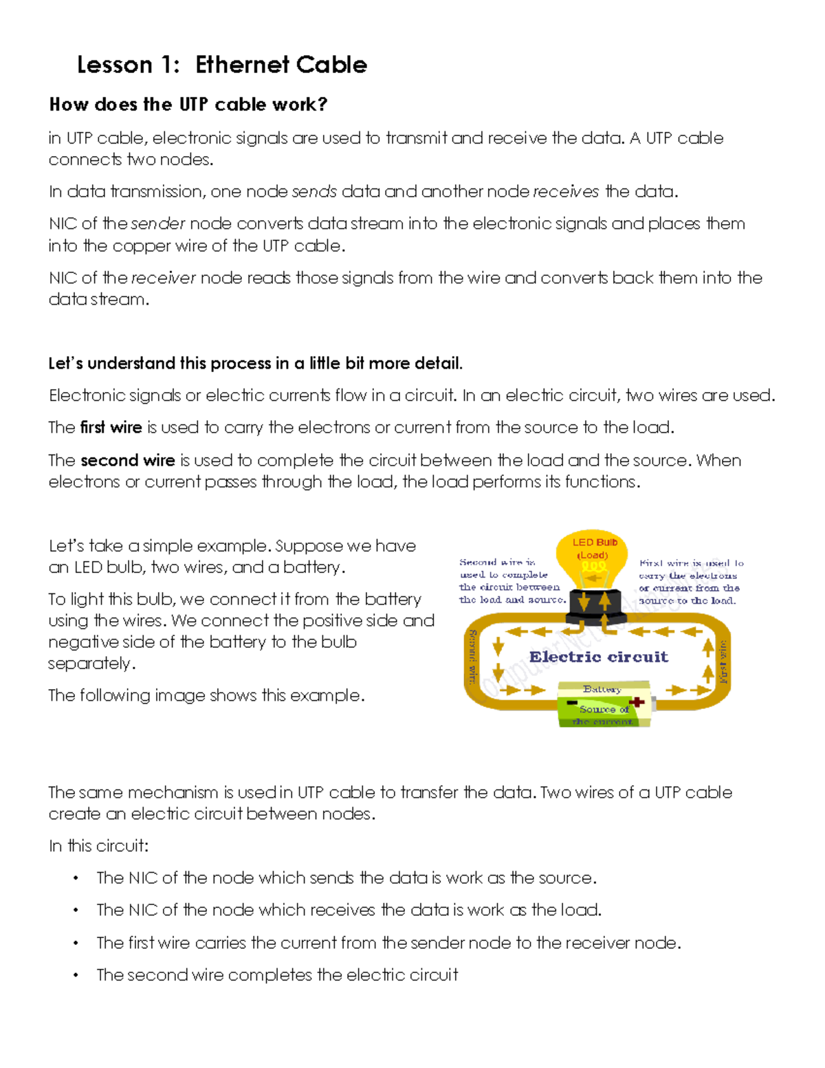 Lesson 1: Understanding UTP Cable Functionality and Data Transfer - Studocu