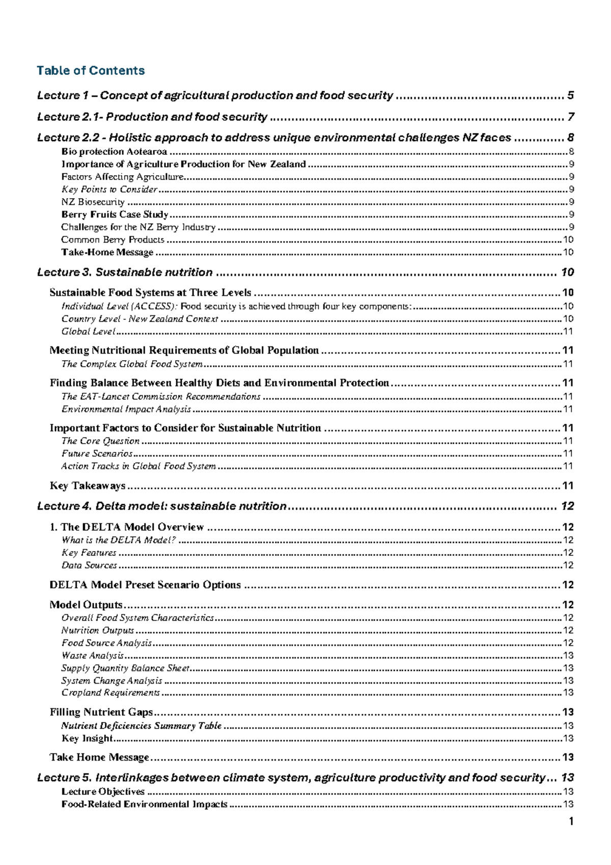 Cheat Sheet for AGri321: Agricultural Production & Food Security ...