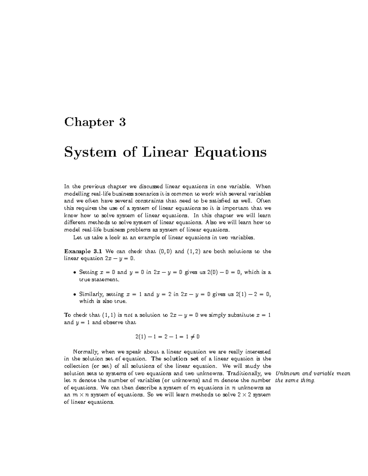Chapter 3 - Systems of Linear Equations: Methods and Applications - Studocu