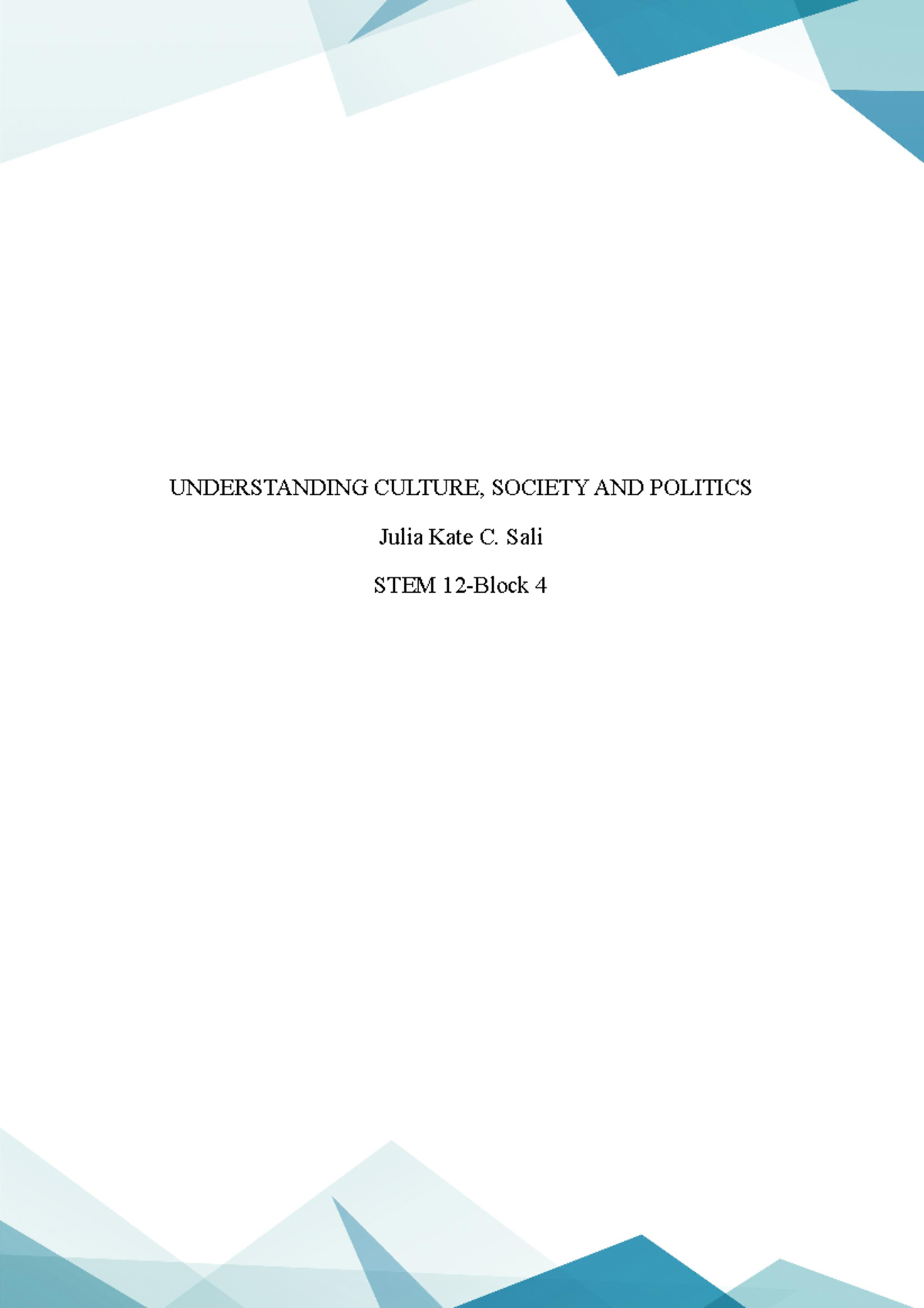 E-Portfolio for UCSP: Insights and Reflections on Society and Culture ...