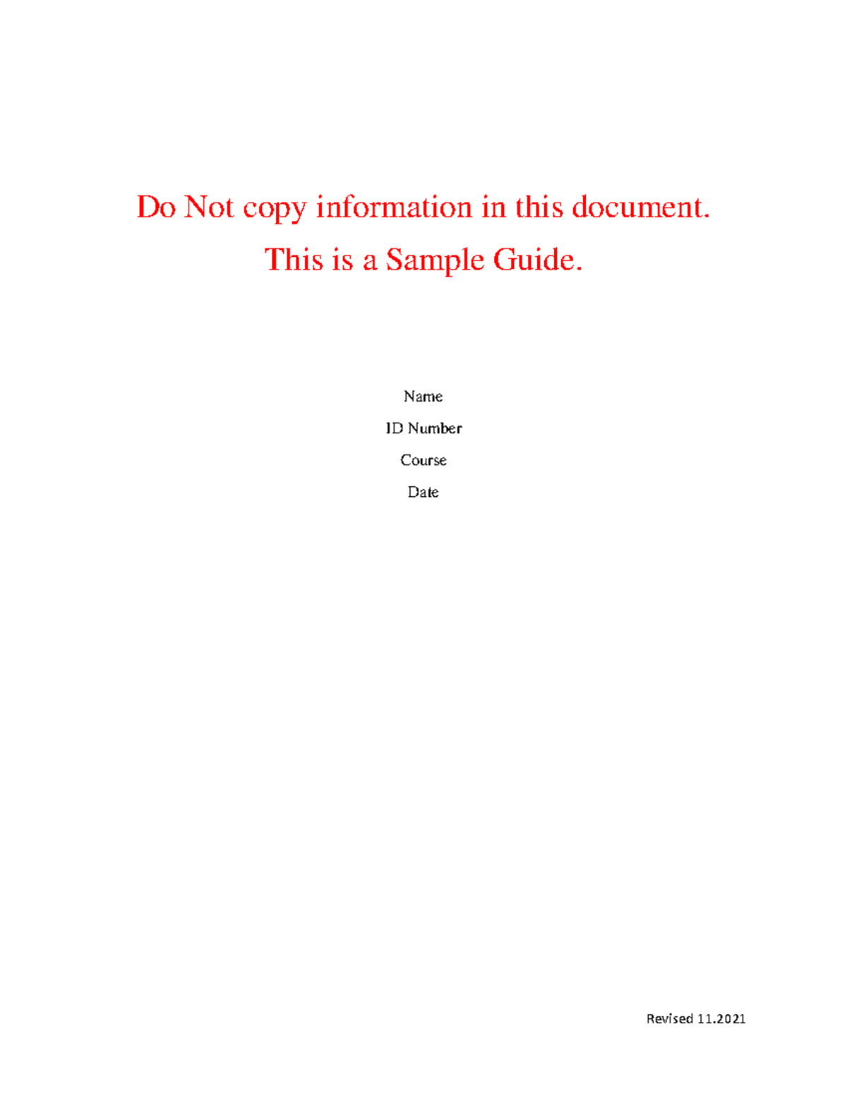 C426 Sample Paper Guide - Do Not copy information in this document ...